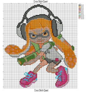 Splatoon Cross Stitch Pattern Orange Inkling – Cross Stitch Quest