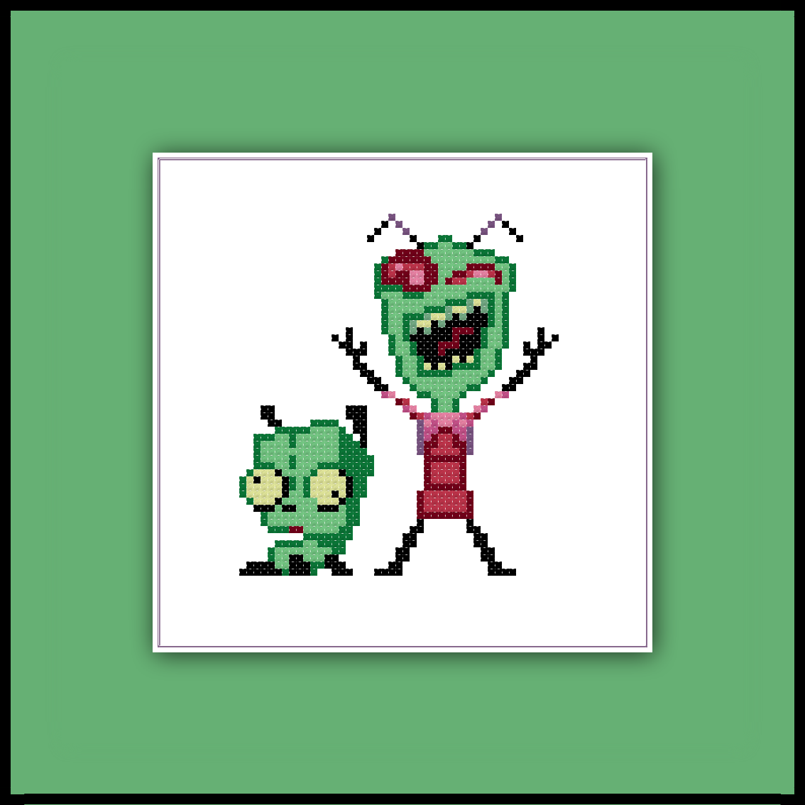 Free Invader Zim Cross Stitch Pattern Gir and Zim – Cross Stitch Quest