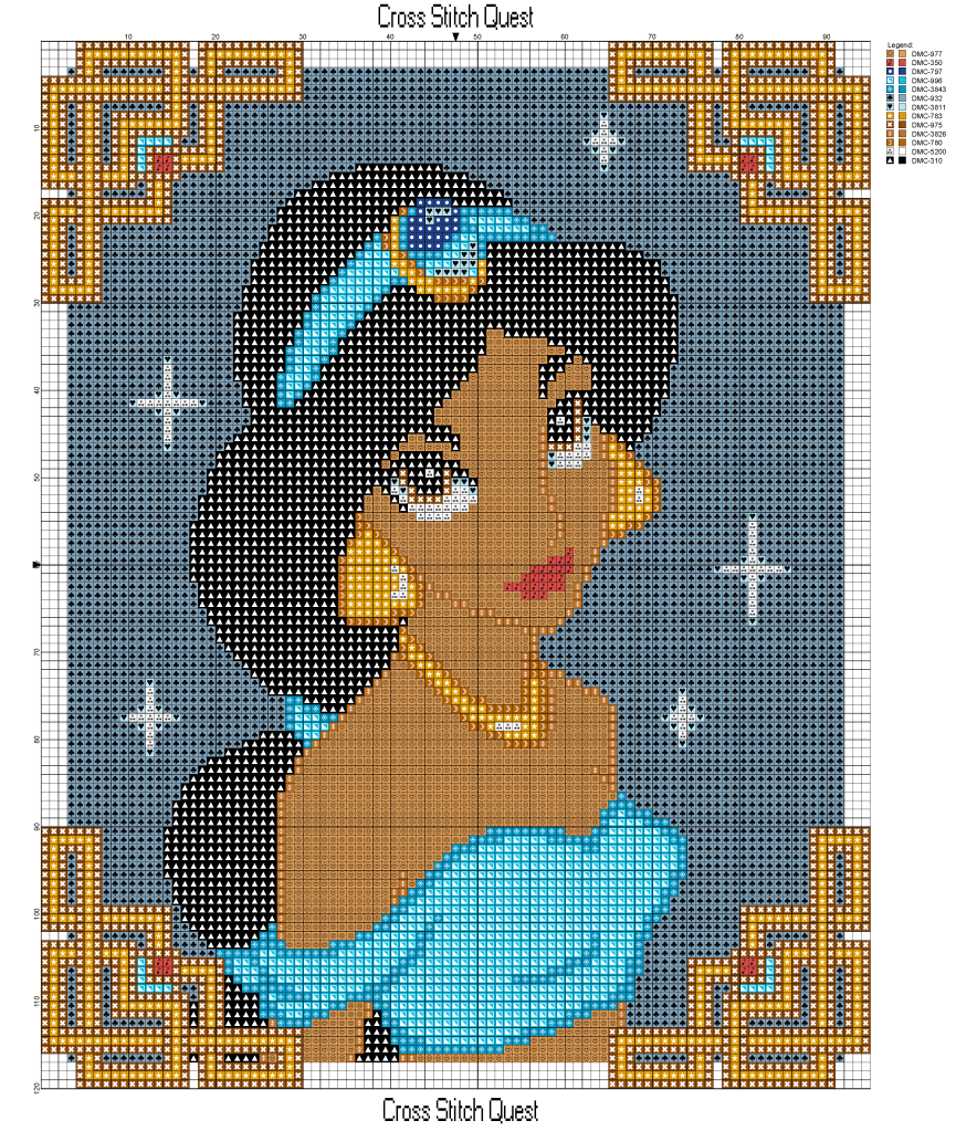 Free Princess Jasmine Cross Stitch Pattern Disney’s Aladdin – Cross ...