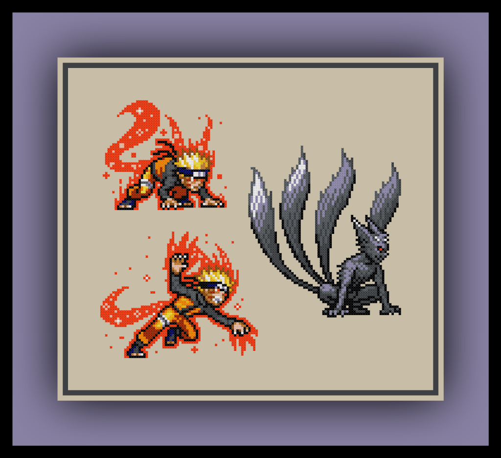 Free Naruto Cross Stitch Pattern Kyubi Kurama – Cross Stitch Quest