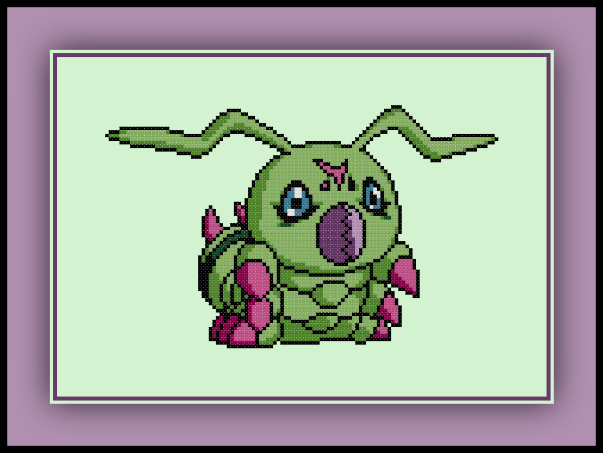 Free Wormmon Cross Stitch Pattern Digimon – Cross Stitch Quest