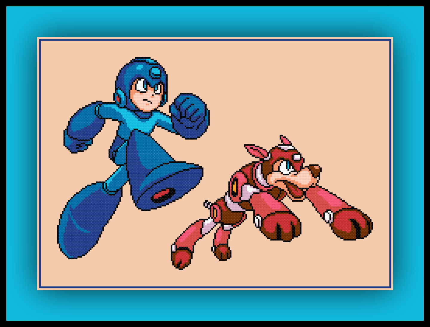 Free Mega Man and Rush Cross Stitch Pattern – Cross Stitch Quest