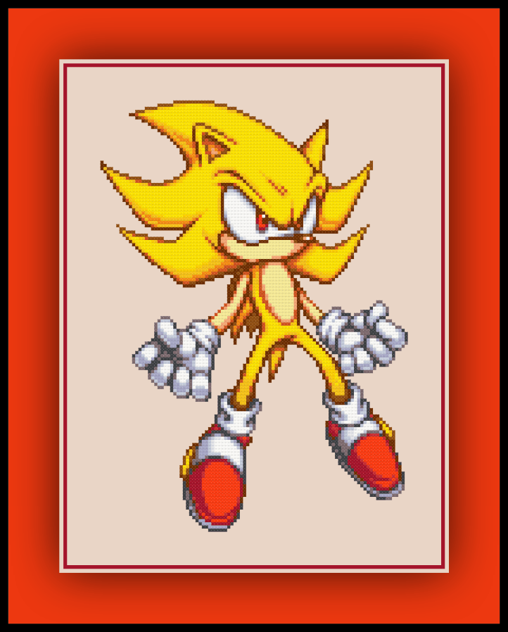 Free Super Sonic Cross Stitch Pattern Sonic the Hedgehog – Cross Stitch ...