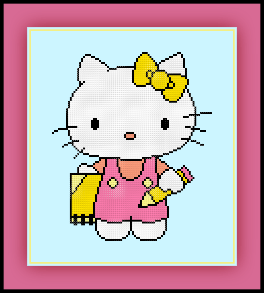 Patreon Only Hello Kitty Cross Stitch Pattern Back to School – Cross ...
