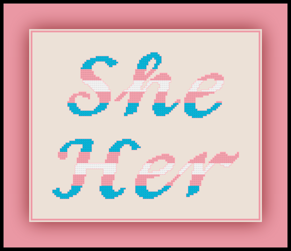 Free Transgender Flag Cross Stitch Pattern She Her MtF – Cross Stitch Quest