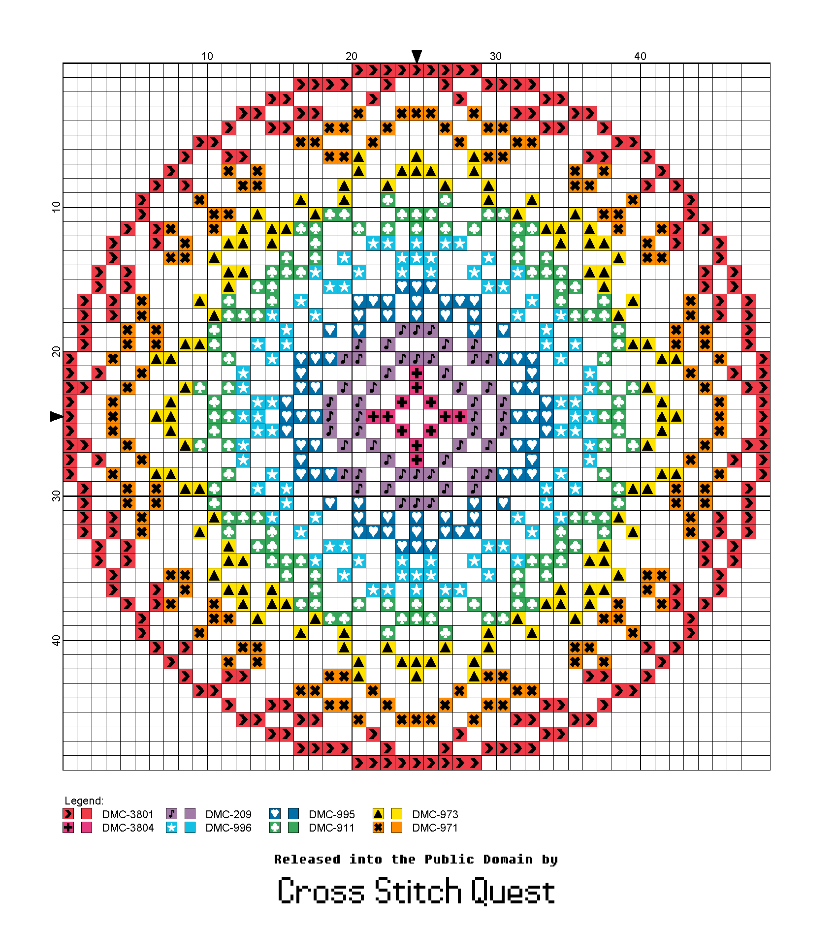 Public Domain Rainbow Mandala Cross Stitch Pattern for Clever Octopus ...