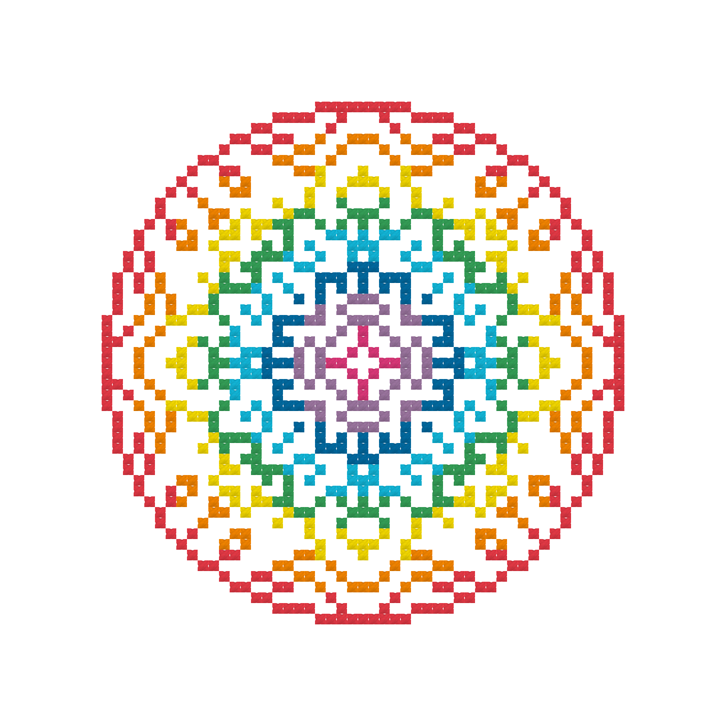 Public Domain Rainbow Mandala Cross Stitch Pattern for Clever Octopus ...
