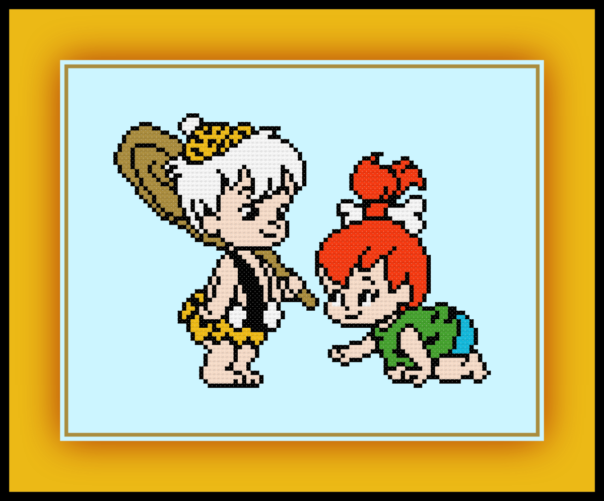 Free Pebbles and Bam Bam Cross Stitch Pattern The Flintstones – Cross ...