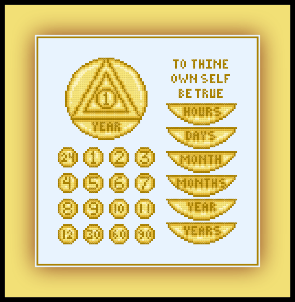 Free Customizable Sobriety Coin Cross Stitch Pattern Recovery Chip ...