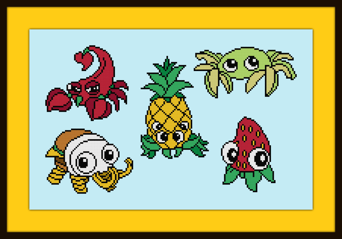 Free Bugsnax Cross Stitch Pattern Bunger, Crapple, Pinantula ...